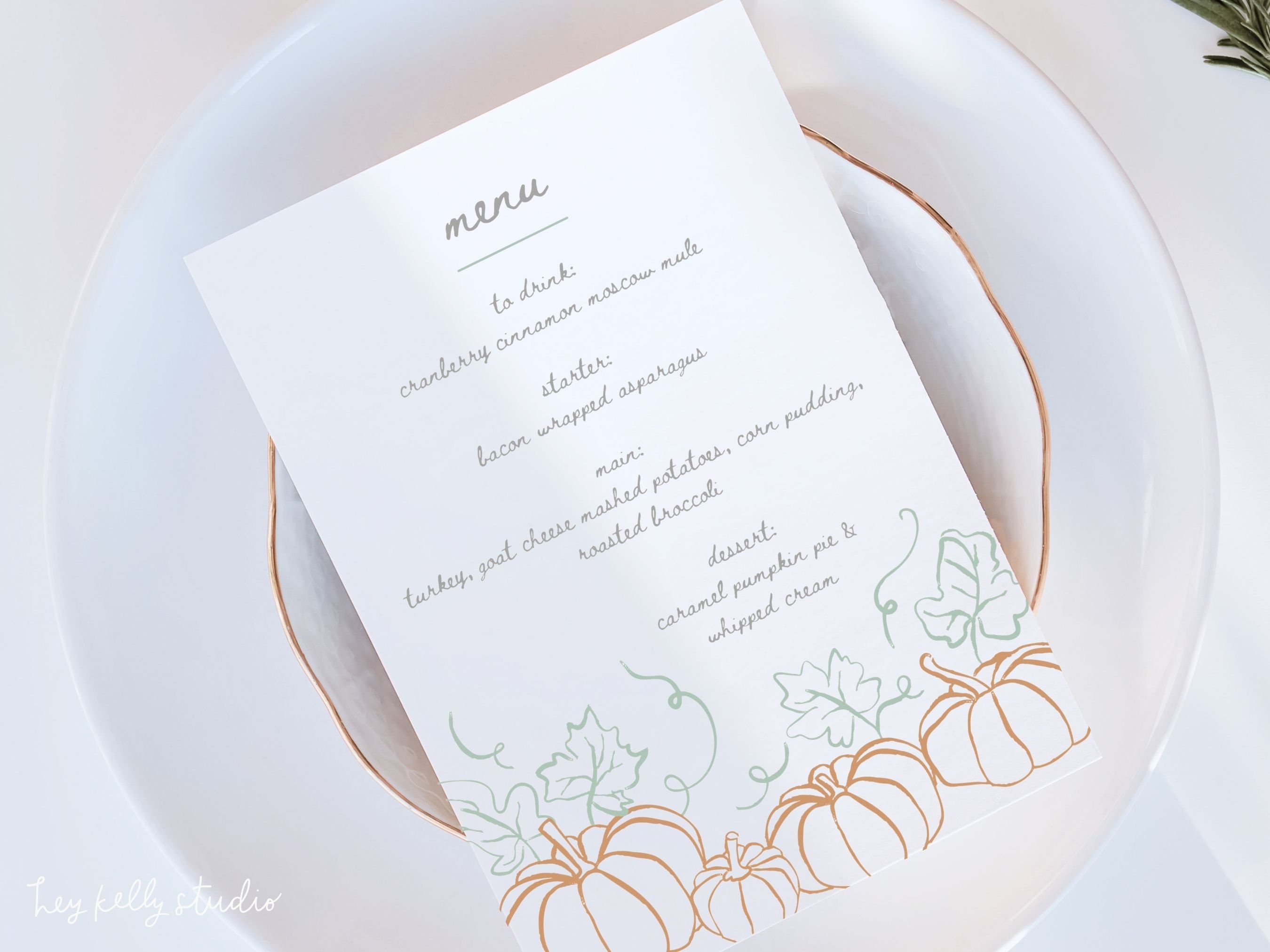 Pumpkin Fall Menu Template Dinner Party Menu Hand-drawn - Etsy