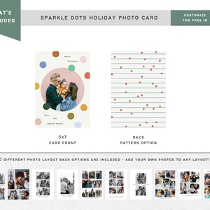 Digital PHOTO CHRISTMAS CARD Colorful Polka Dots, Canva Template ...