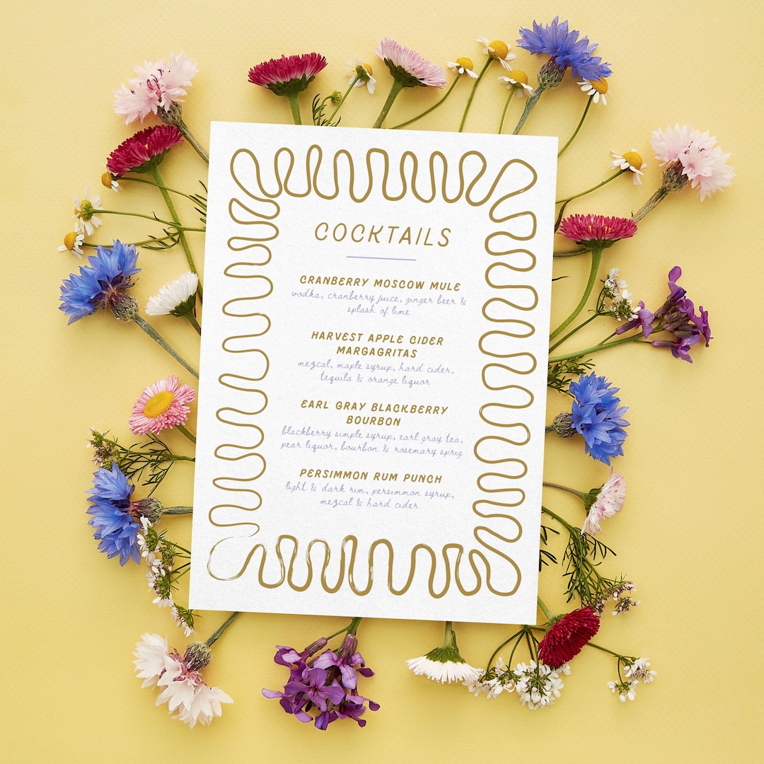 Bar + Drinks Menu, Big Wavy Border Signature Cocktail Bar Menu ...