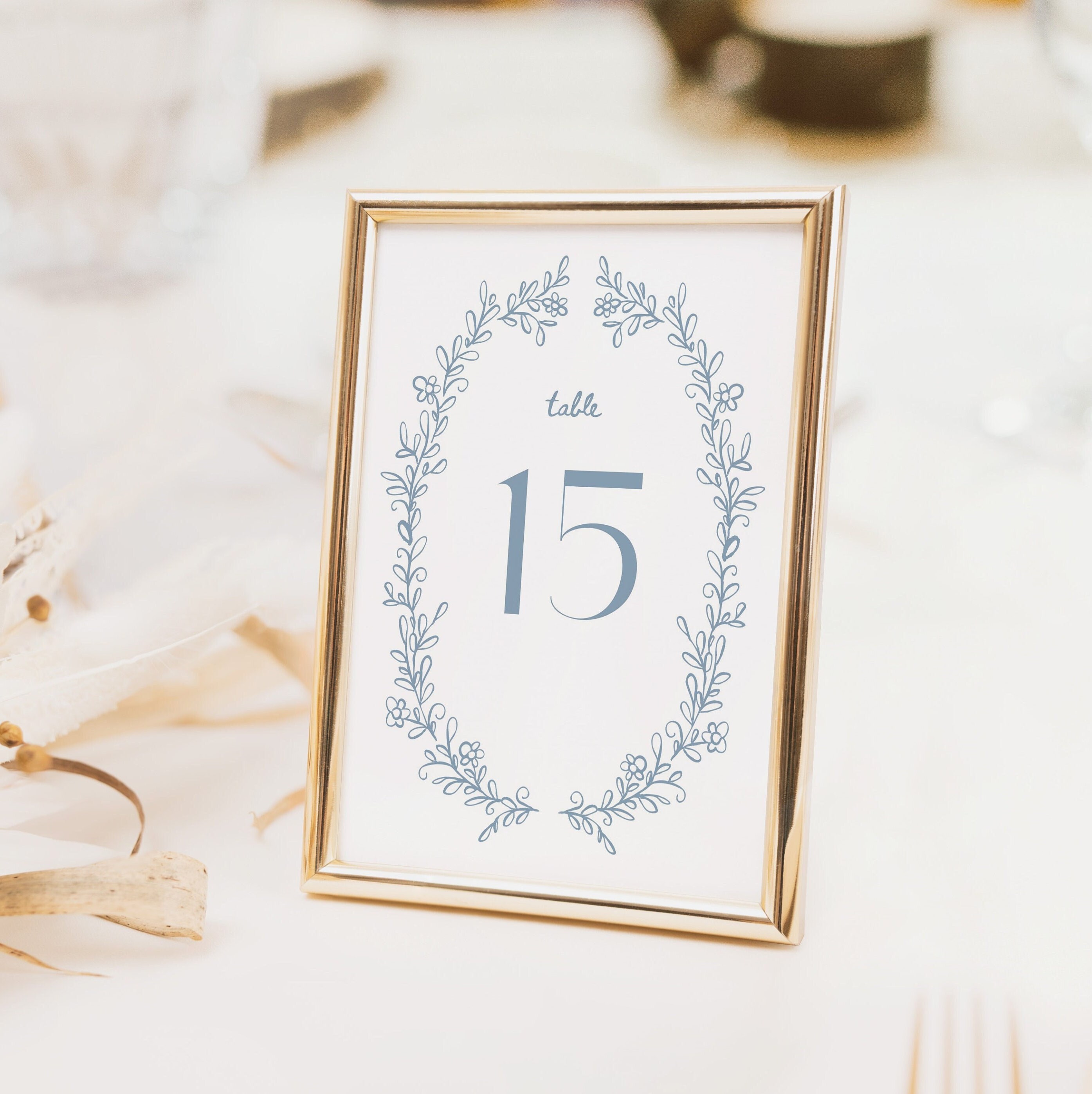 TABLE NUMBERS Reception, Floral Frame Border, Wedding Table Number ...