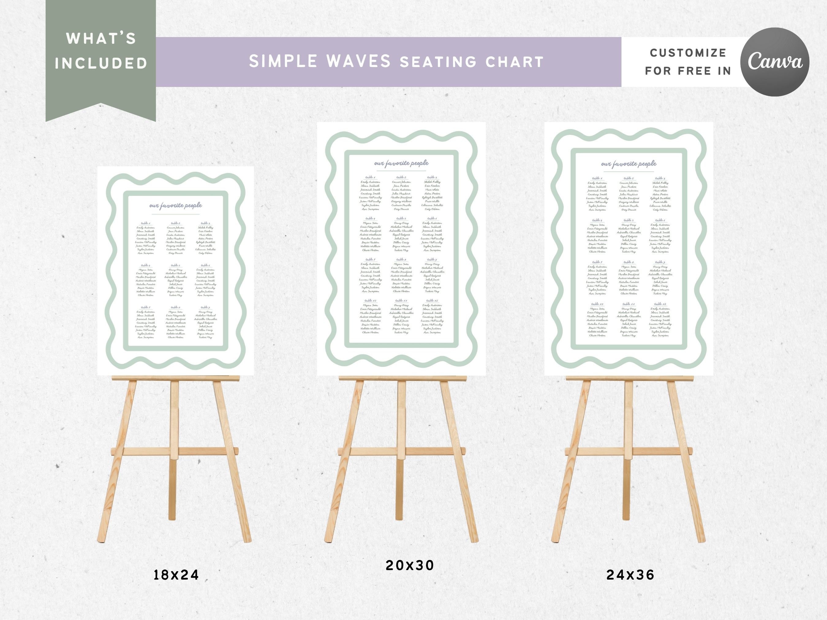 SEATING CHART Reception Signage Simple Waves Border Printable - Etsy