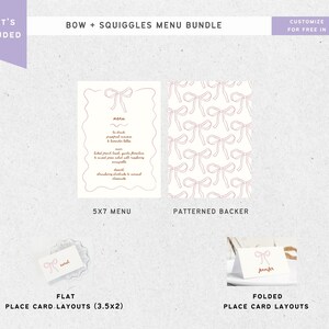 Galentine's Bow Squiggle Menu & Placecard Template, DIY Brunch ...