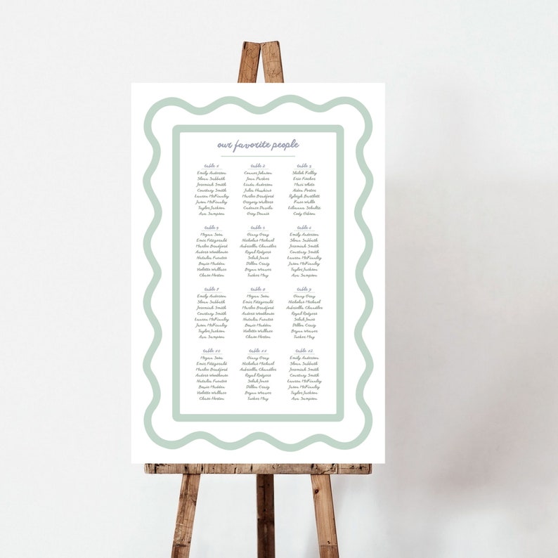 SEATING CHART Reception Signage Simple Waves Border Printable - Etsy