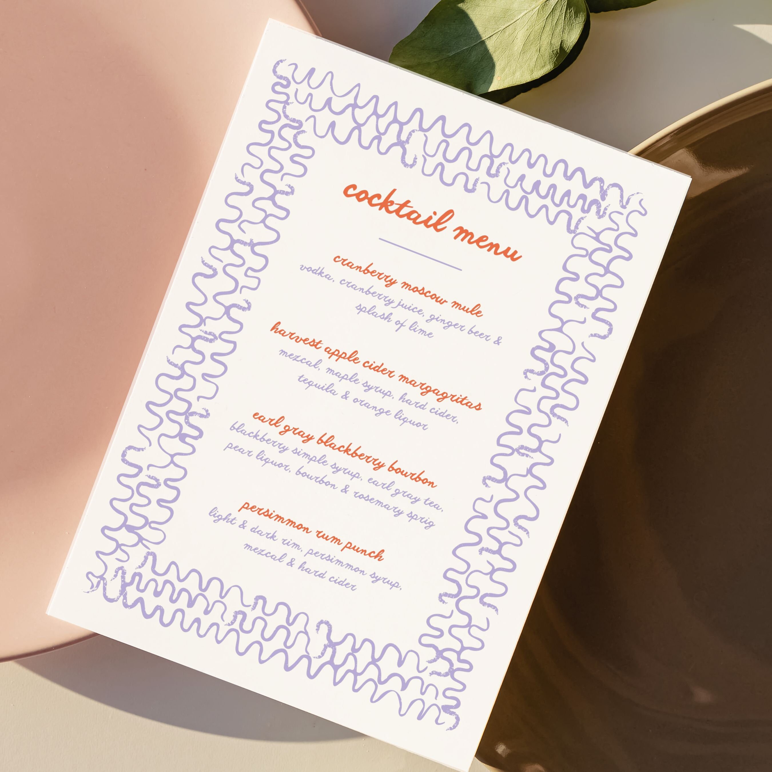 Hand Drawn Mini Wavy Border Drink Cocktail Menu, Drink Menu Template ...