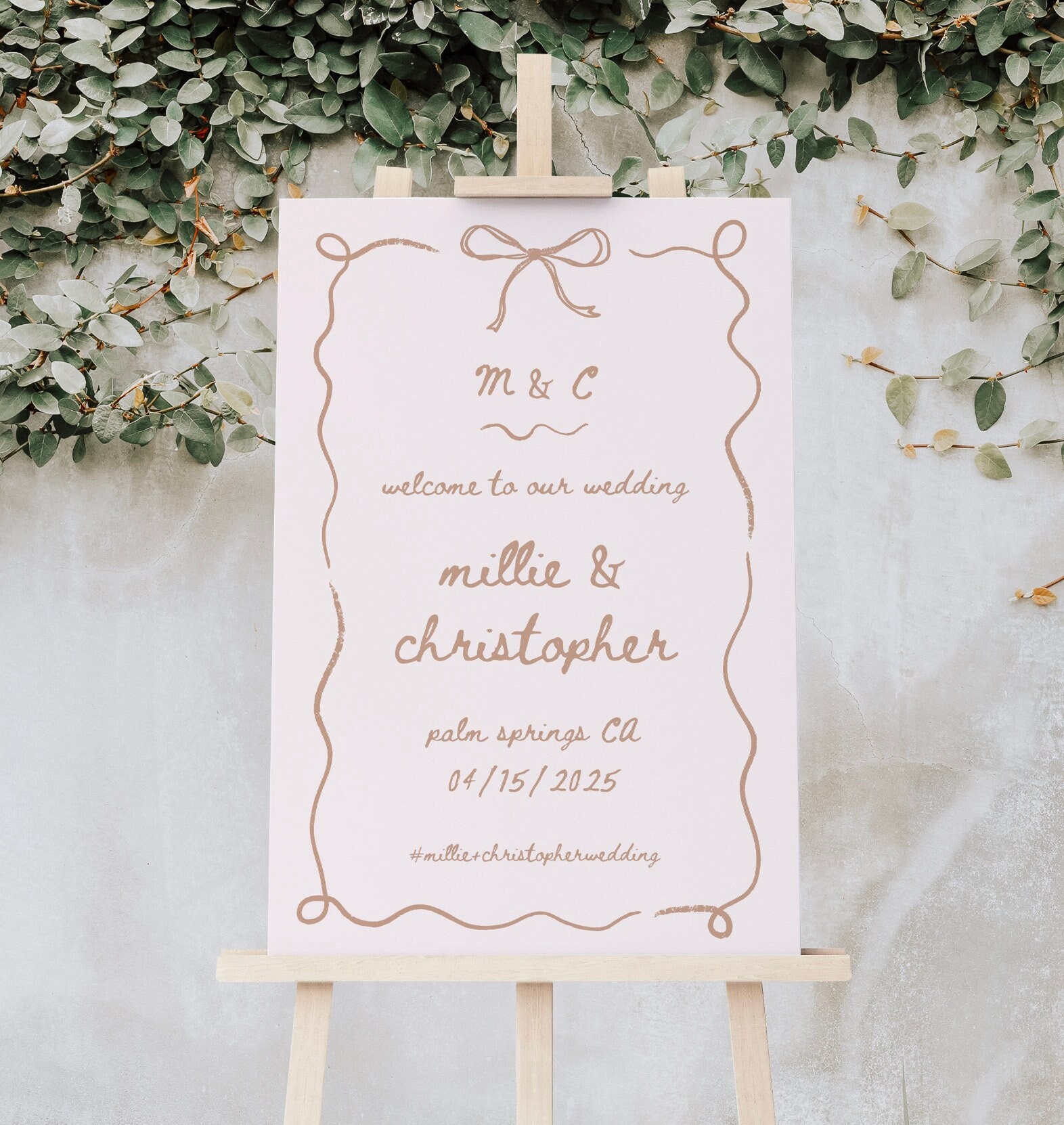 Welcome Party Sign - Sweet Ribbon Bow Template, DIY Birthday Party ...