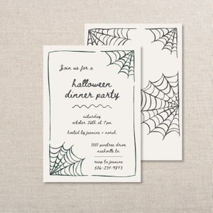Minimal Spider Web Invitation Template, Editable Dinner Party Invite ...