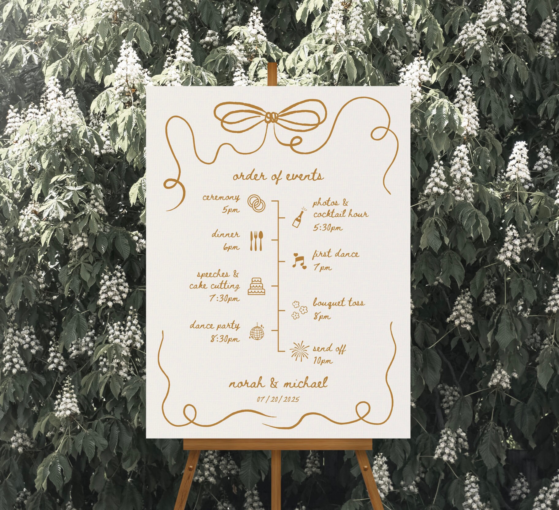ORDER OF EVENTS - Reception Signage Hand-drawn Swirly Bow, Printable ...