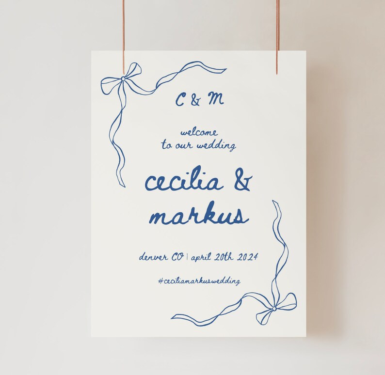 Welcome Party Sign Ribbon Bow Template, DIY Birthday Party Board ...