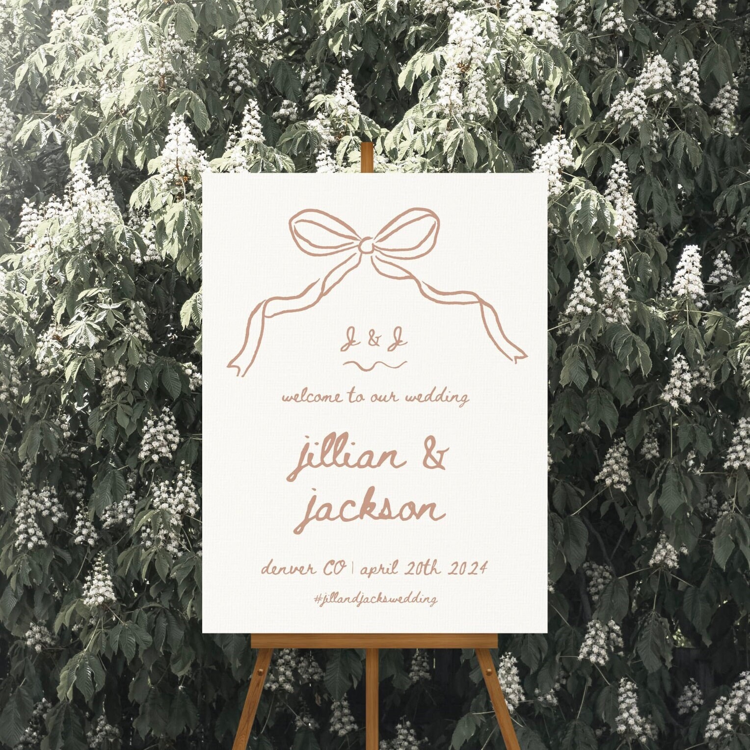 Welcome Party Sign - Hand-drawn Bow Ribbon Template, DIY Birthday Party ...