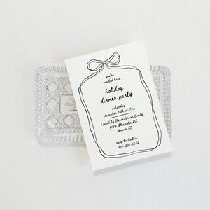 Ribbon Bow Invitation Template, DIY Holiday Party Invitation, Hand ...