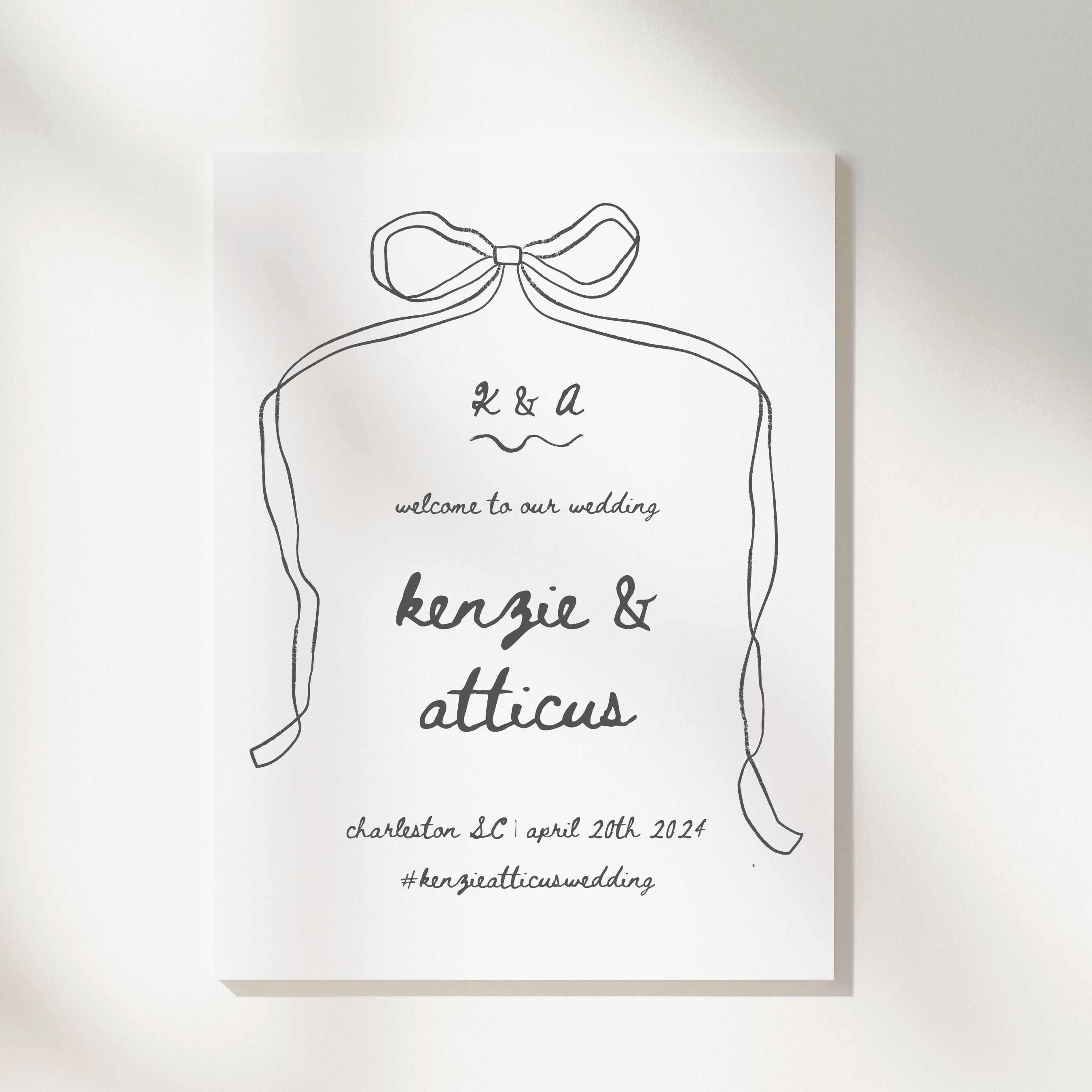 Welcome Party Sign - Sweet Bow Ribbon Template, DIY Birthday Party ...