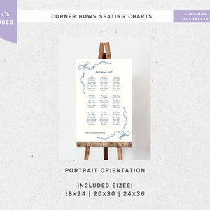 SEATING CHART Reception Signage Ribbon & Bow, Printable Wedding Table ...
