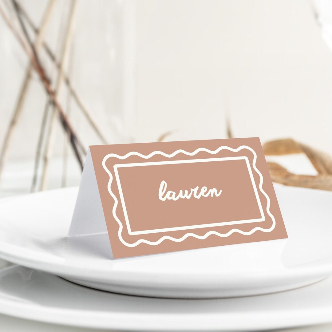 PLACE CARDS Simple Wave Border, Minimal Modern Printable Placecards ...