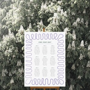 Seating Chart Reception Signage Big Wavy Border, Printable Wedding ...