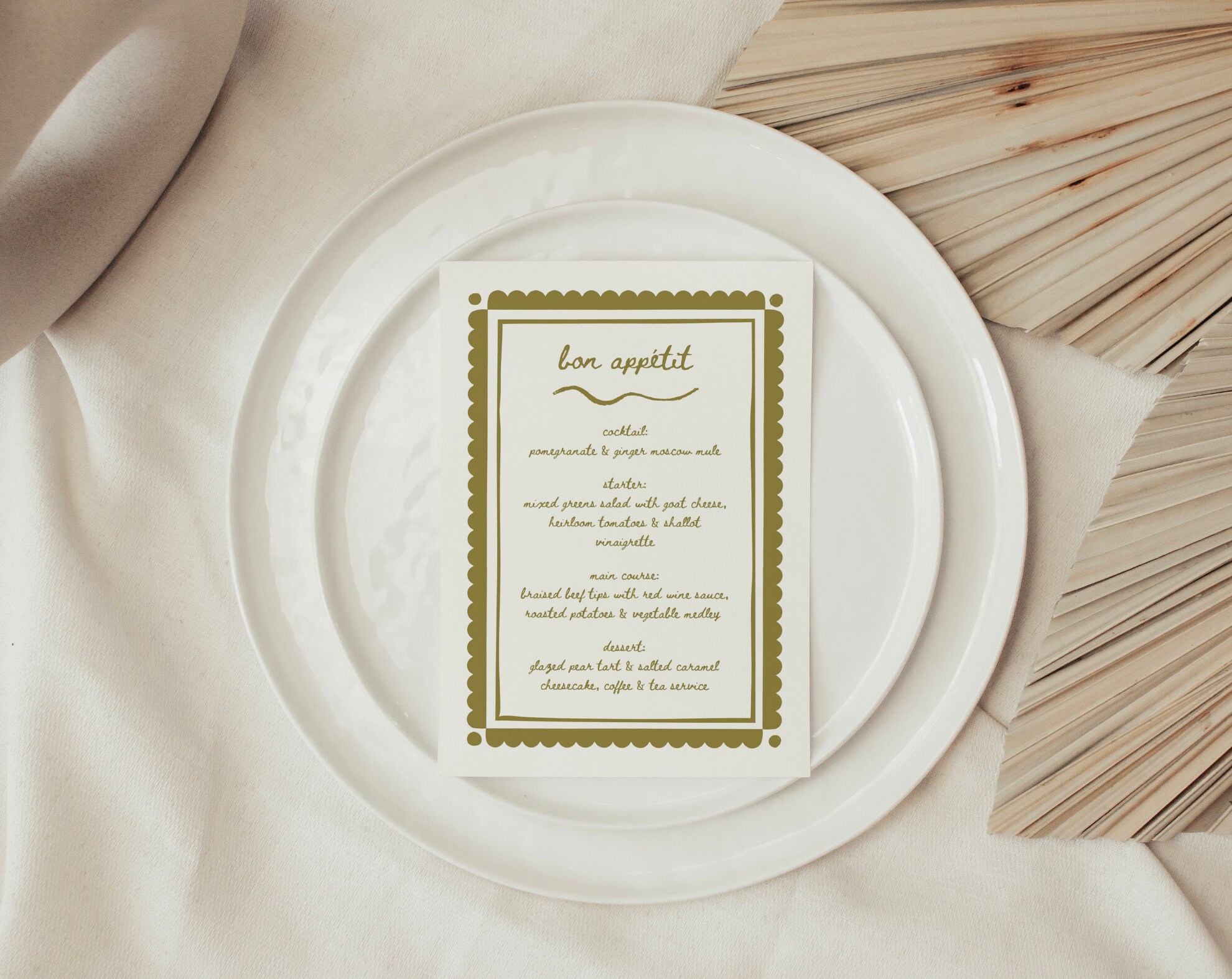 RECEPTION MENUS, Bar Drinks Menu, Simple Scallops Border, Dinner Party ...