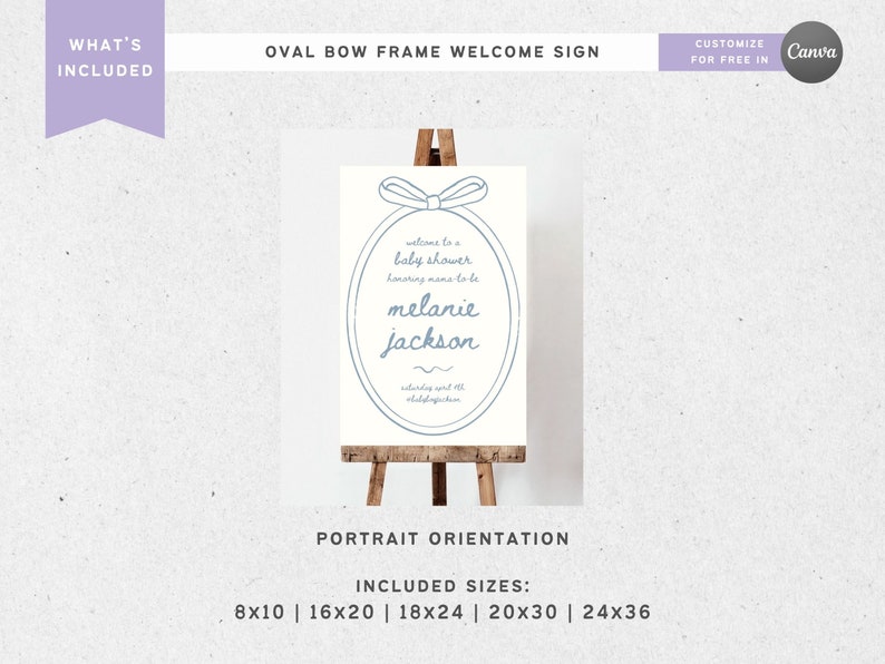 Welcome Party Sign - Hand-drawn Bow Ribbon Template, DIY Birthday Party ...