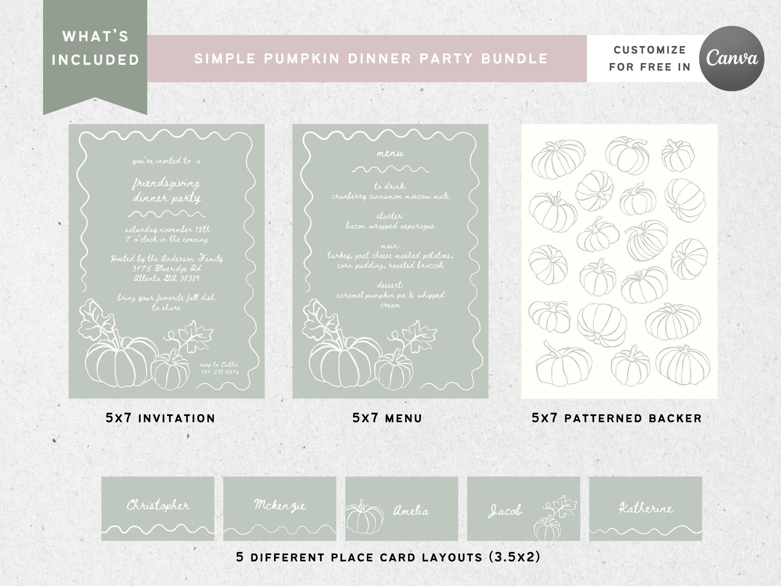 Boho Simple Canva Fall Invite Menu Template, Dinner Party Invitation ...