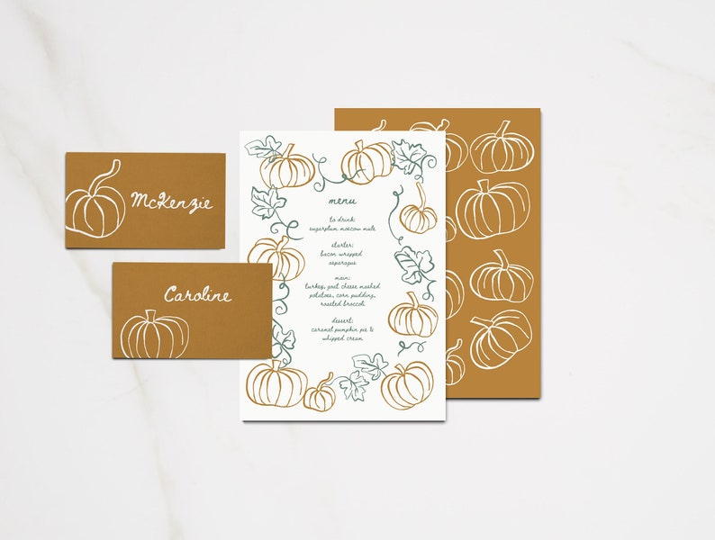 Friendsgiving Menu & Place Card Bundle, Fall Autumn Menu Template ...