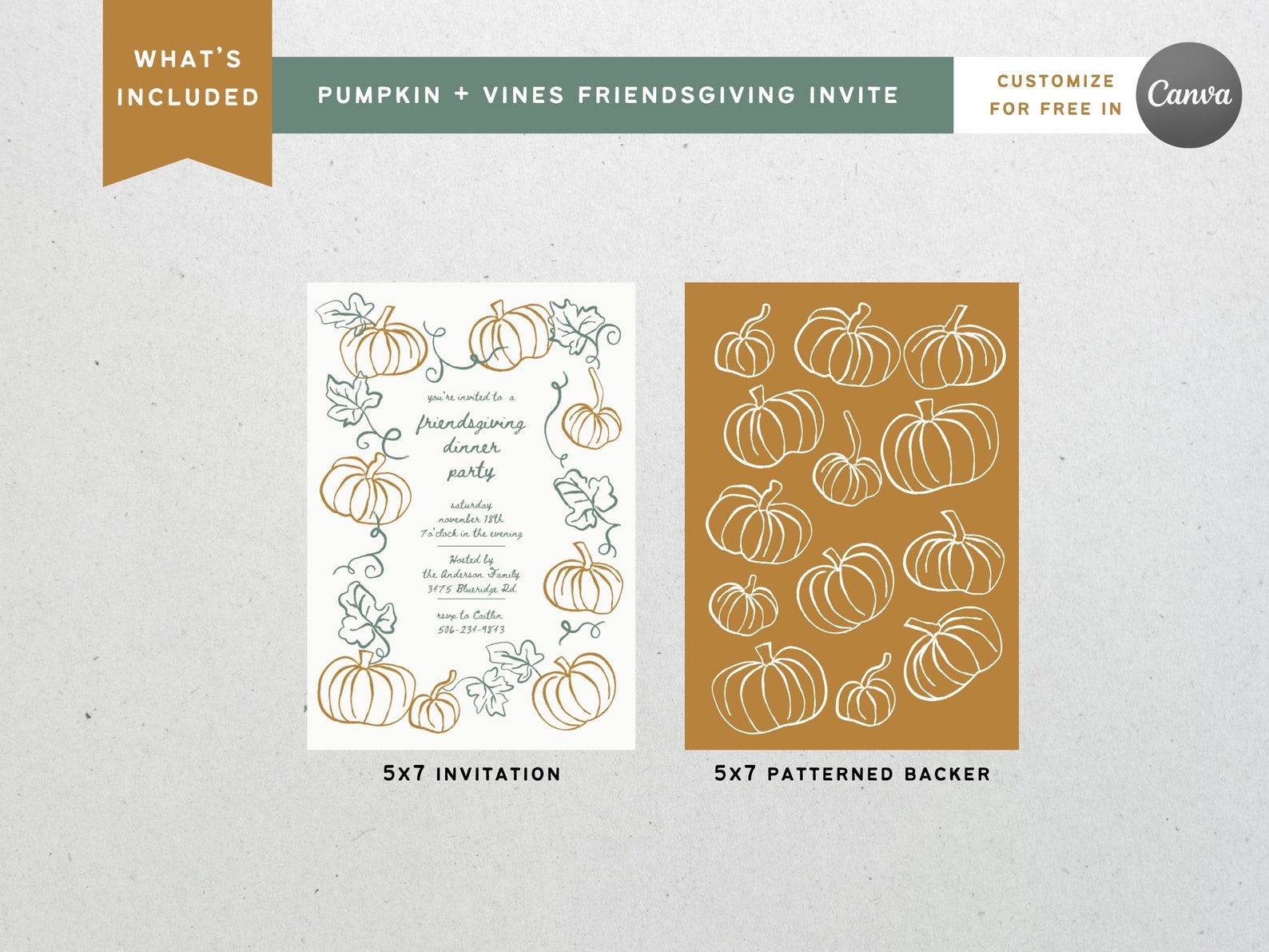 FRIENDSGIVING INVITATION, Fall Autumn Dinner Party Invite Template ...