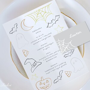 Spooky Halloween Party Menu & Place Card Bundle, Halloween Invitation ...