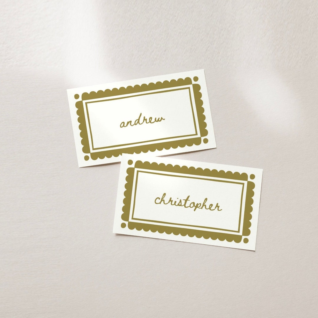PLACE CARDS Simple Scallop, Cottagecore Printable Placecards, Editable ...
