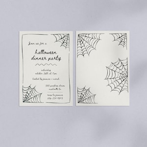 Minimal Spider Web Invitation Template, Editable Dinner Party Invite ...