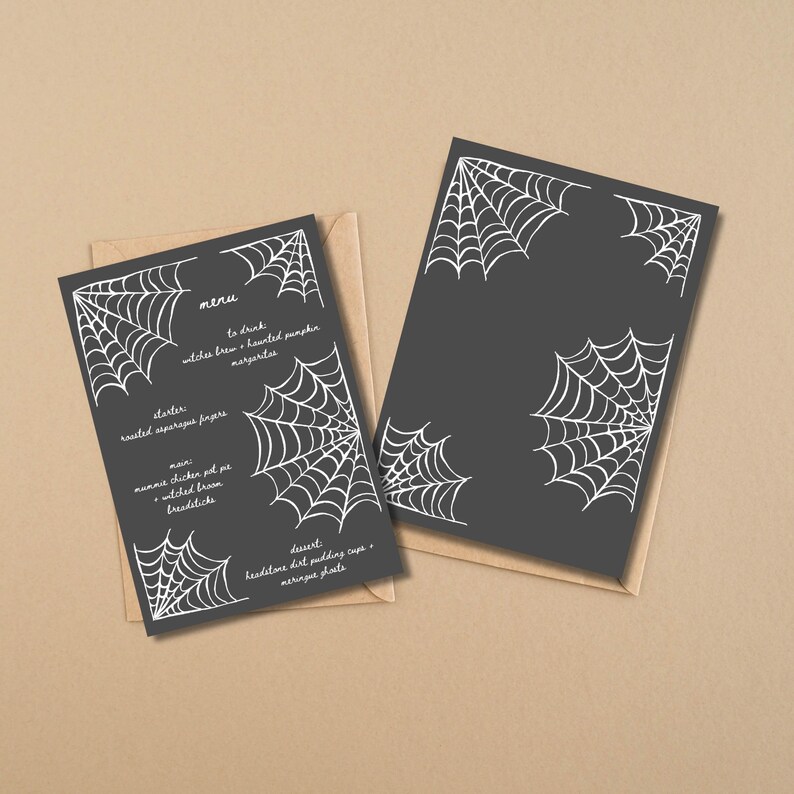Spooky Spider Web Invitation Template, Editable Dinner Party Invite ...