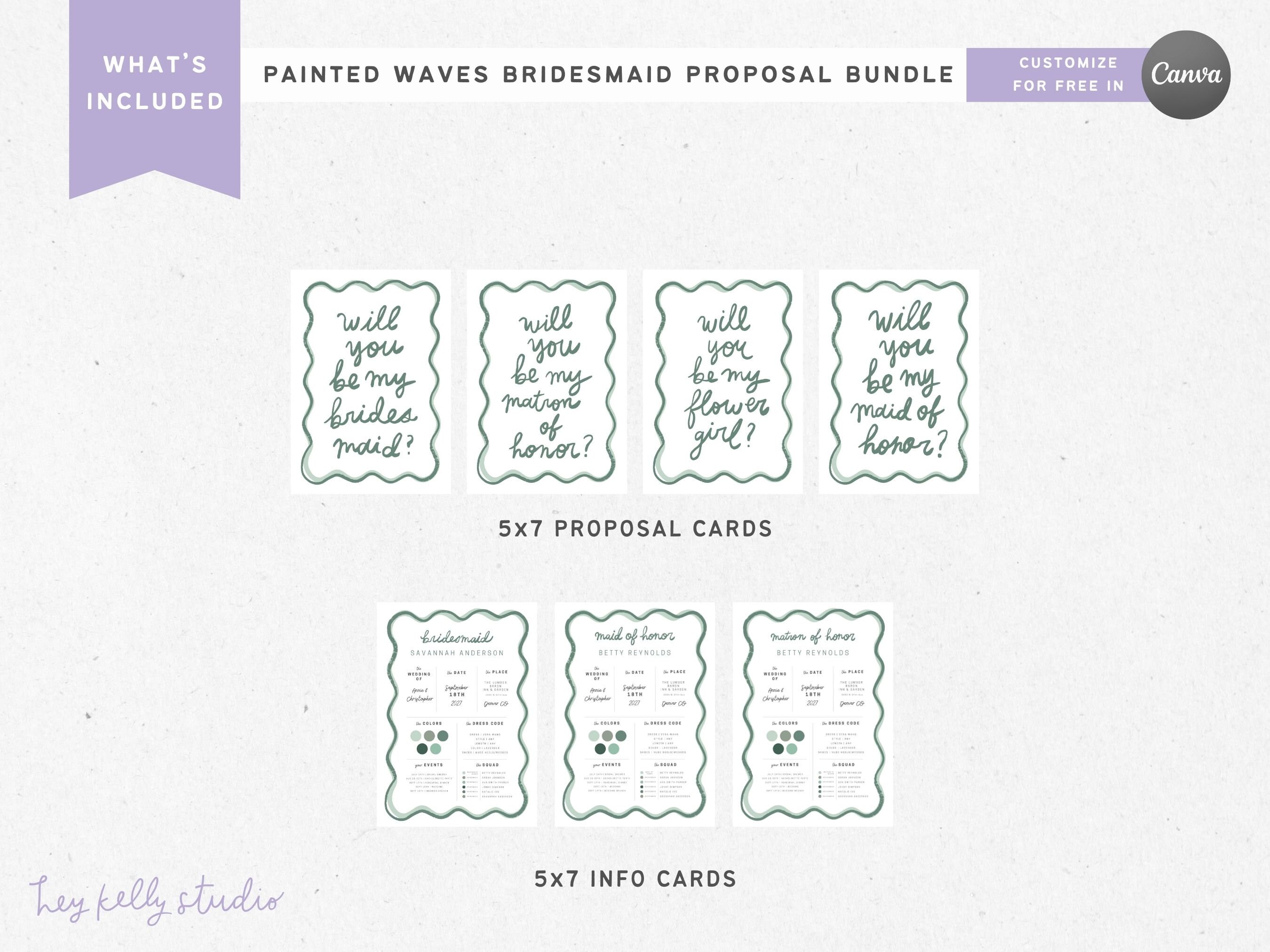 BRIDESMAID Proposal & INFO CARDS, Be My Bridesmaid Card, Digital ...