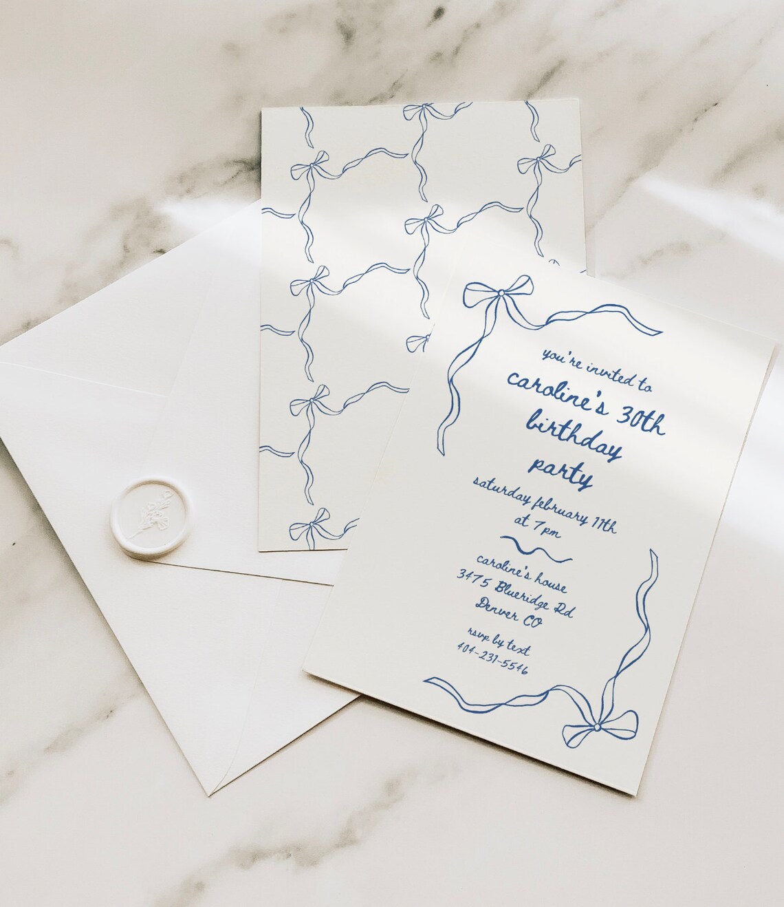 Bow Ribbon Invite Template, DIY Birthday Party Brunch Invitation ...