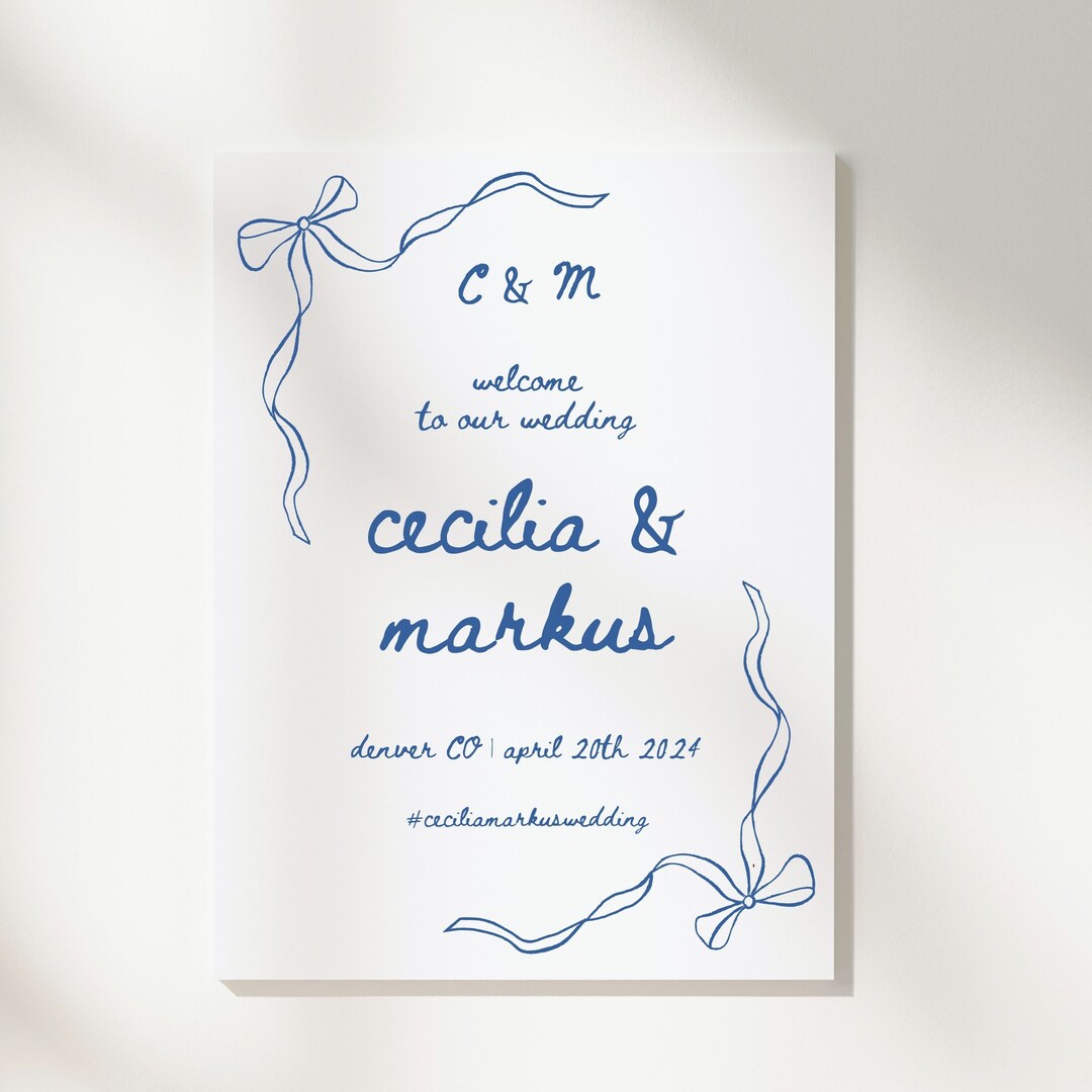 Welcome Party Sign - Ribbon Bow Template, DIY Birthday Party Board ...