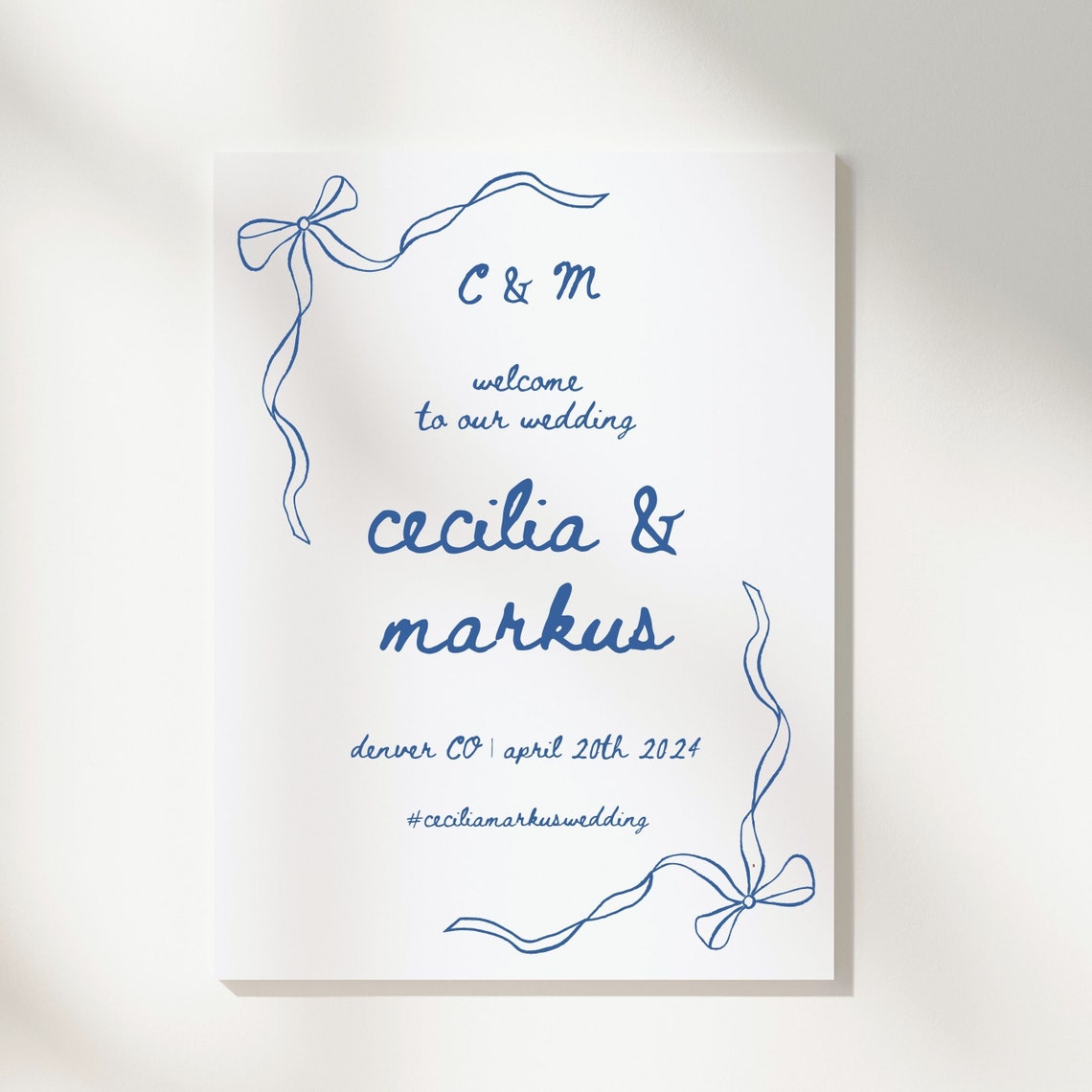 Welcome Party Sign Ribbon Bow Template, DIY Birthday Party Board ...