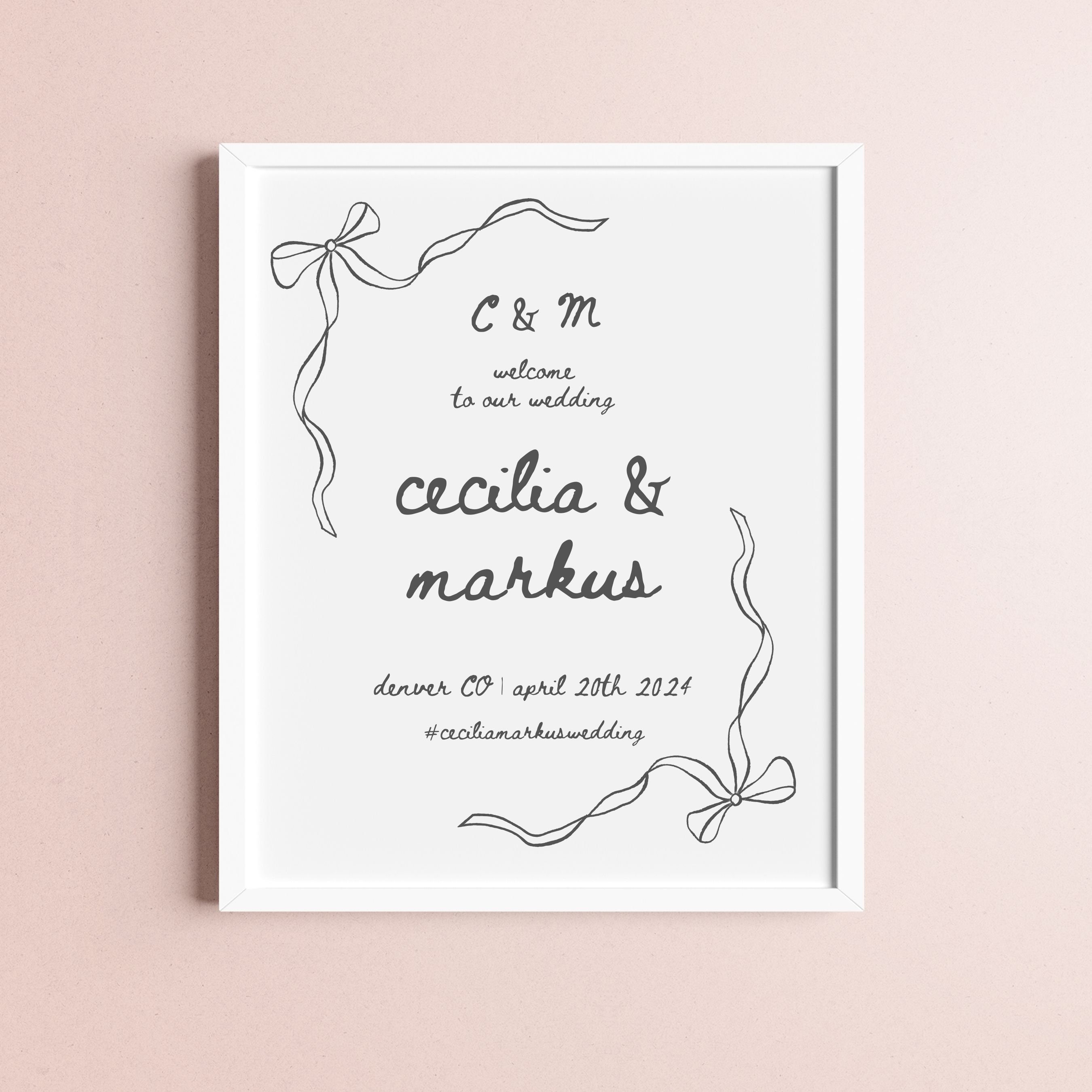 Welcome Party Sign Ribbon Bow Template, DIY Birthday Party Board ...