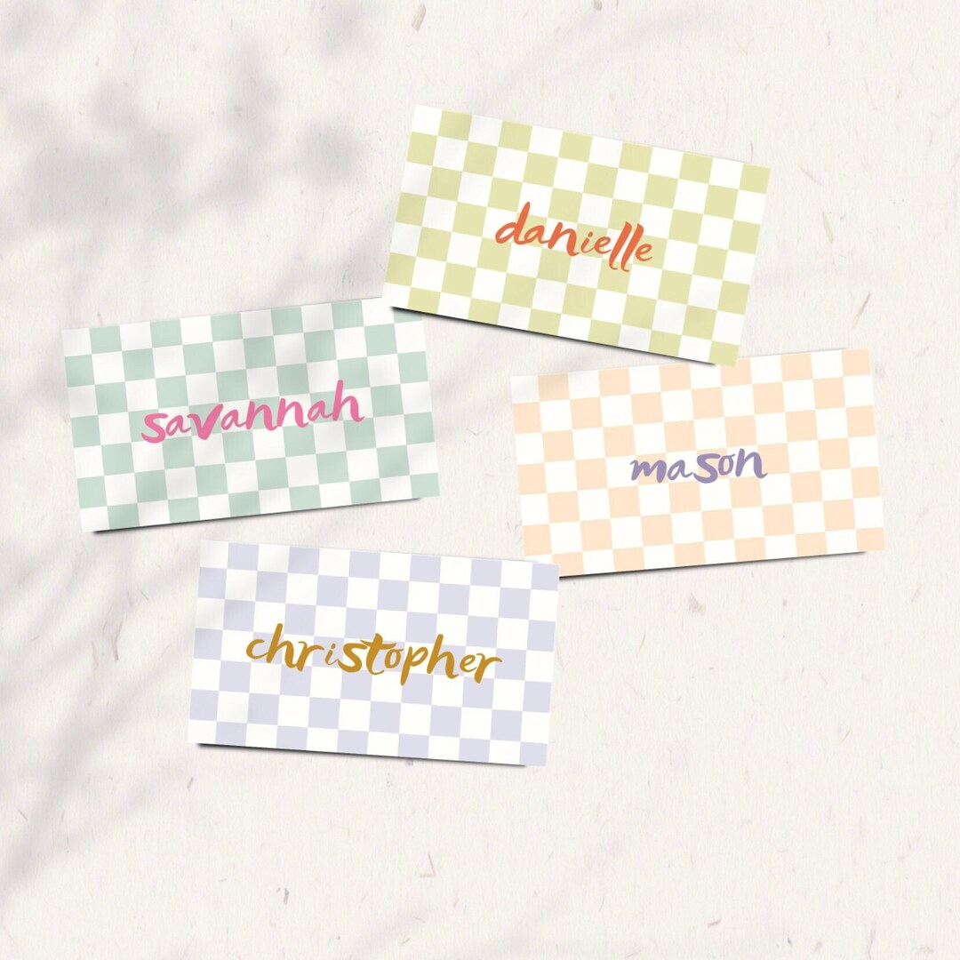 PLACE CARDS Allover Checkerboard, Modern Printable Placecards, Editable ...