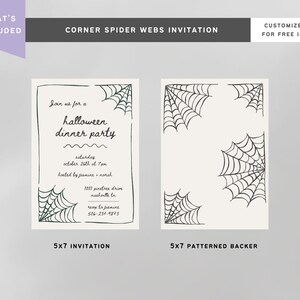 Minimal Spider Web Invitation Template, Editable Dinner Party Invite ...