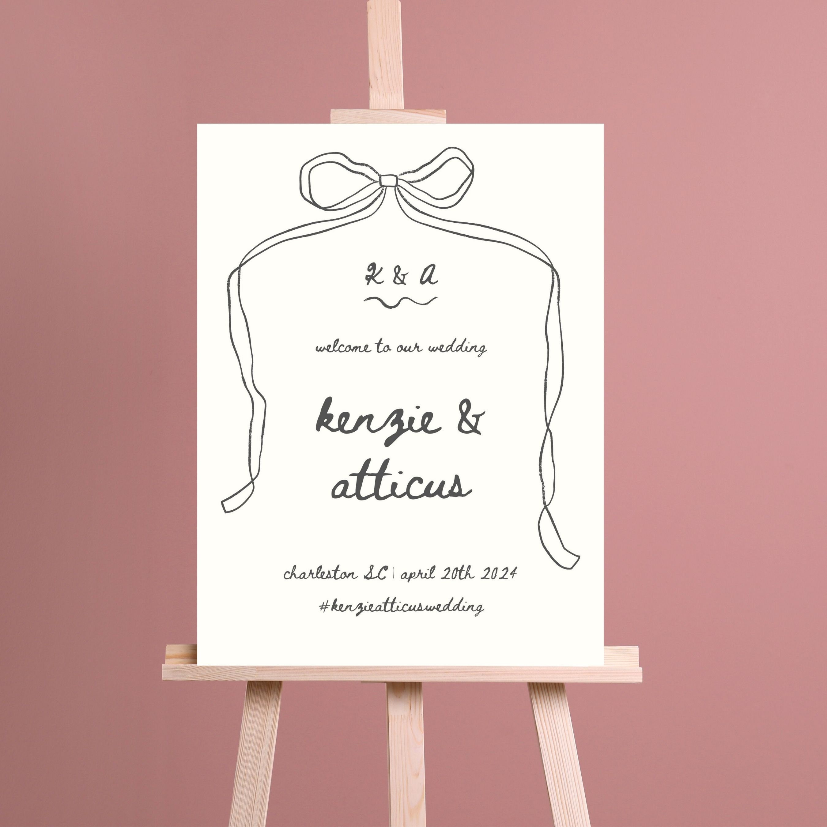 Welcome Party Sign Sweet Bow Ribbon Template, DIY Birthday Party Board ...