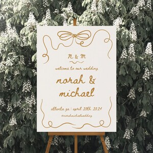 Welcome Party Sign - Swirly Ribbon Bow Template, DIY Birthday Party ...