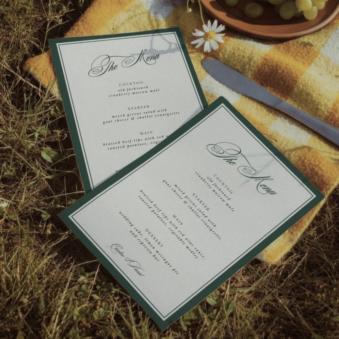 5x7 MENU & PLACECARD Template,formal Border Frame, DIY Brunch Menu ...