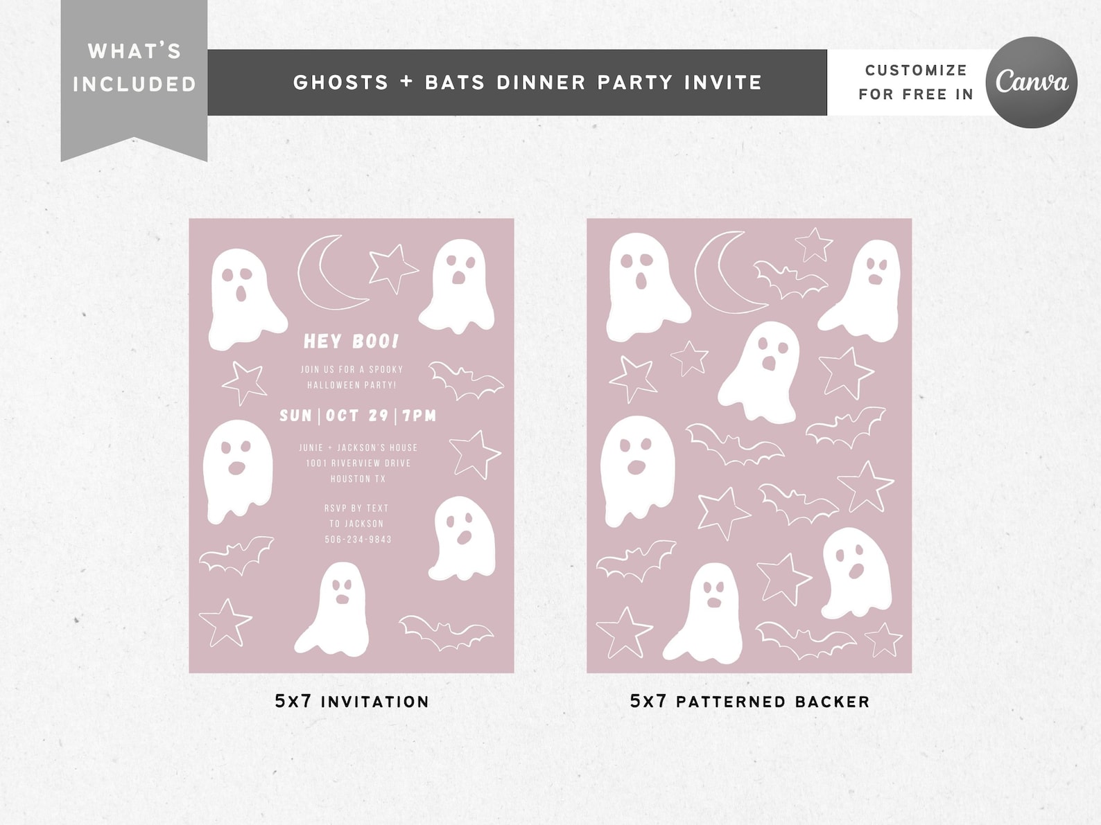 Pink Ghosts Halloween Party Invitation, Halloween Dinner Party, Cute ...