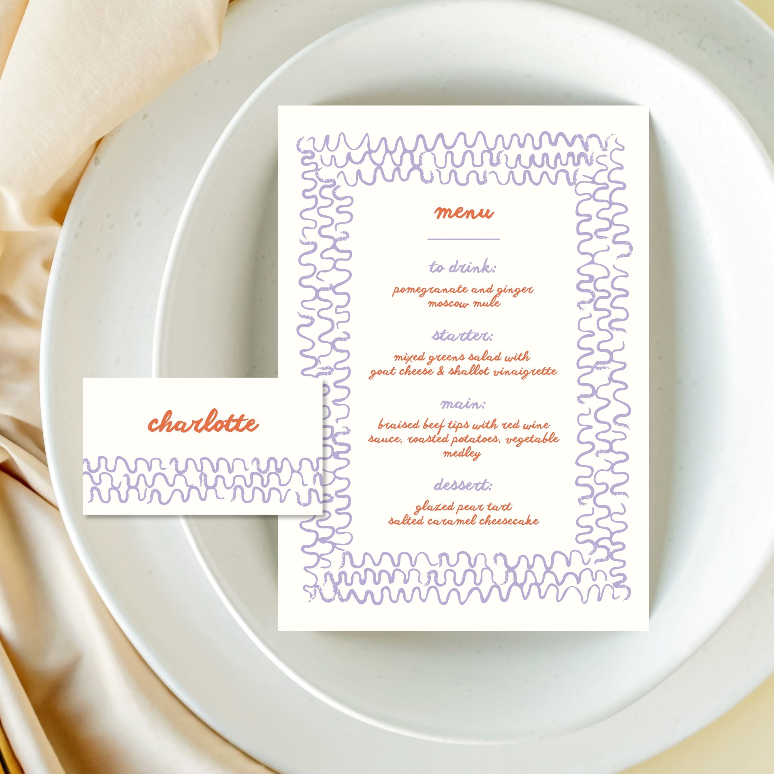 Hand Drawn Mini Wavy Border Dinner Party Menu Rehearsal - Etsy