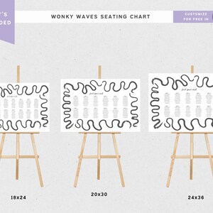 SEATING CHART Reception Signage Wonky Waves Border, Printable Wedding ...