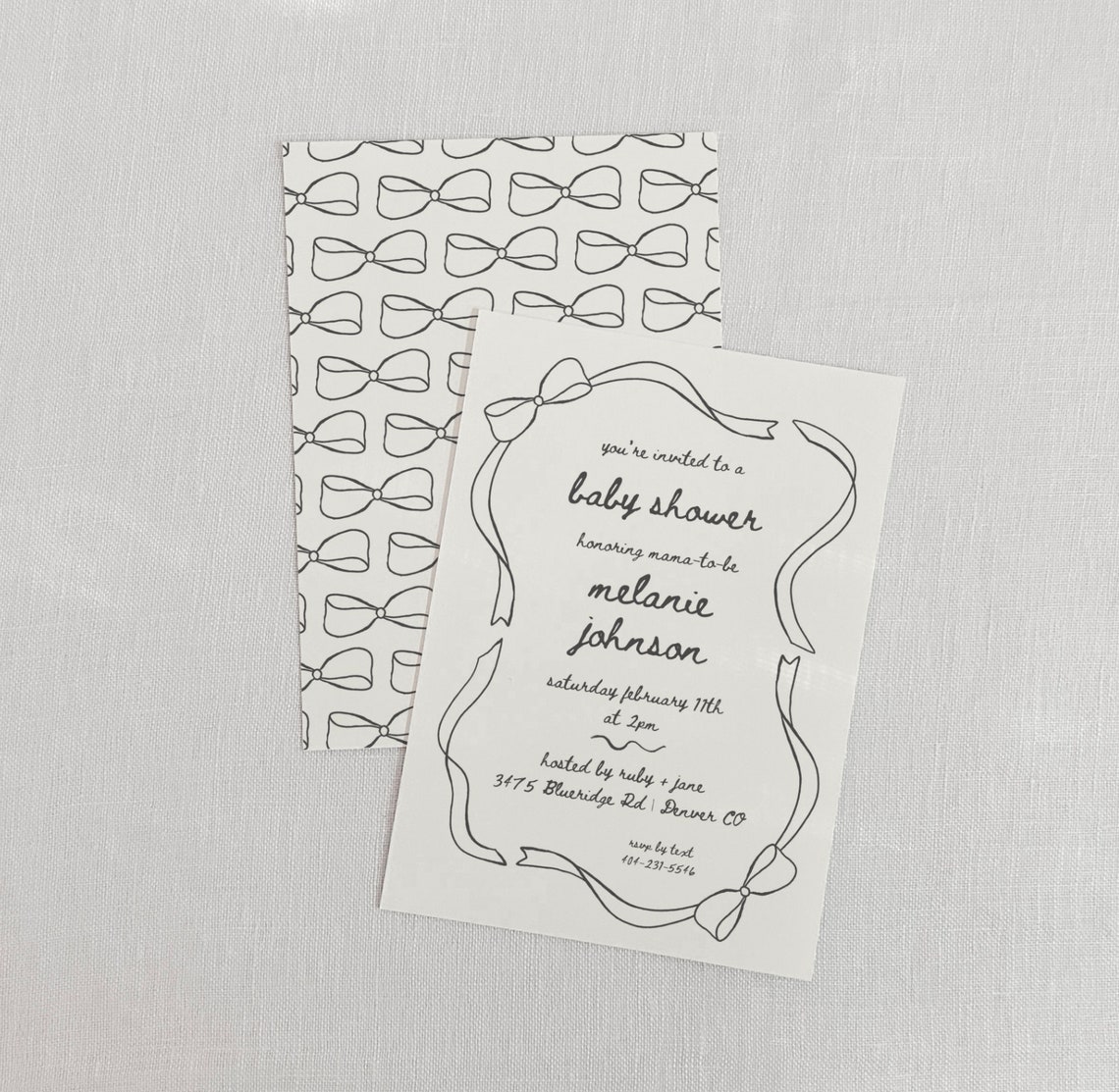 Wavy Bow Ribbon Invite Template, Birthday Party Brunch Invitation ...
