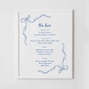 Hand-drawn Bar Drinks Menu: Bow Ribbon Wedding Sign (canva Template) - Etsy