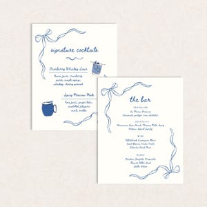 Hand-drawn Bar Drinks Menu: Bow Ribbon Wedding Sign (canva Template) - Etsy