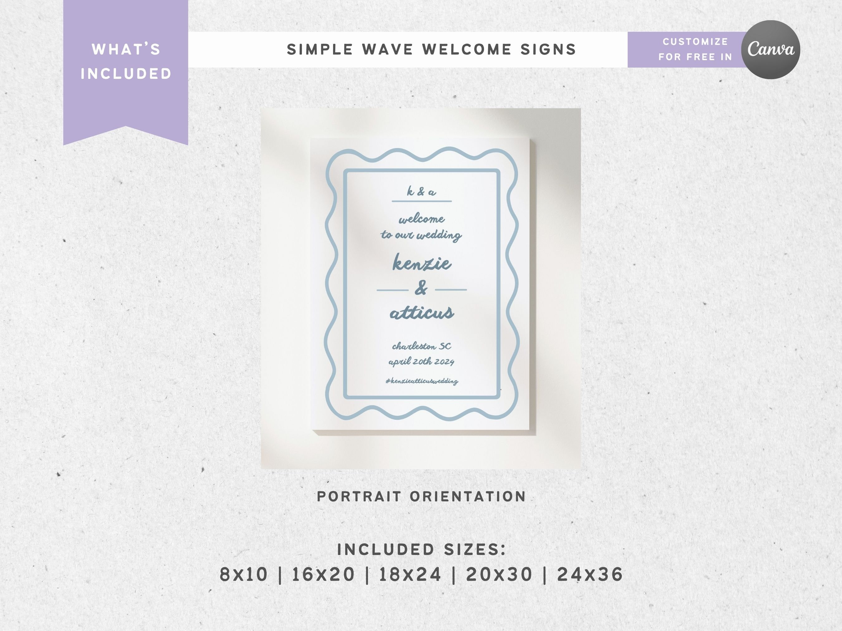 Welcome Party Sign - Simple Wave Ribbon Template, DIY Birthday Party ...