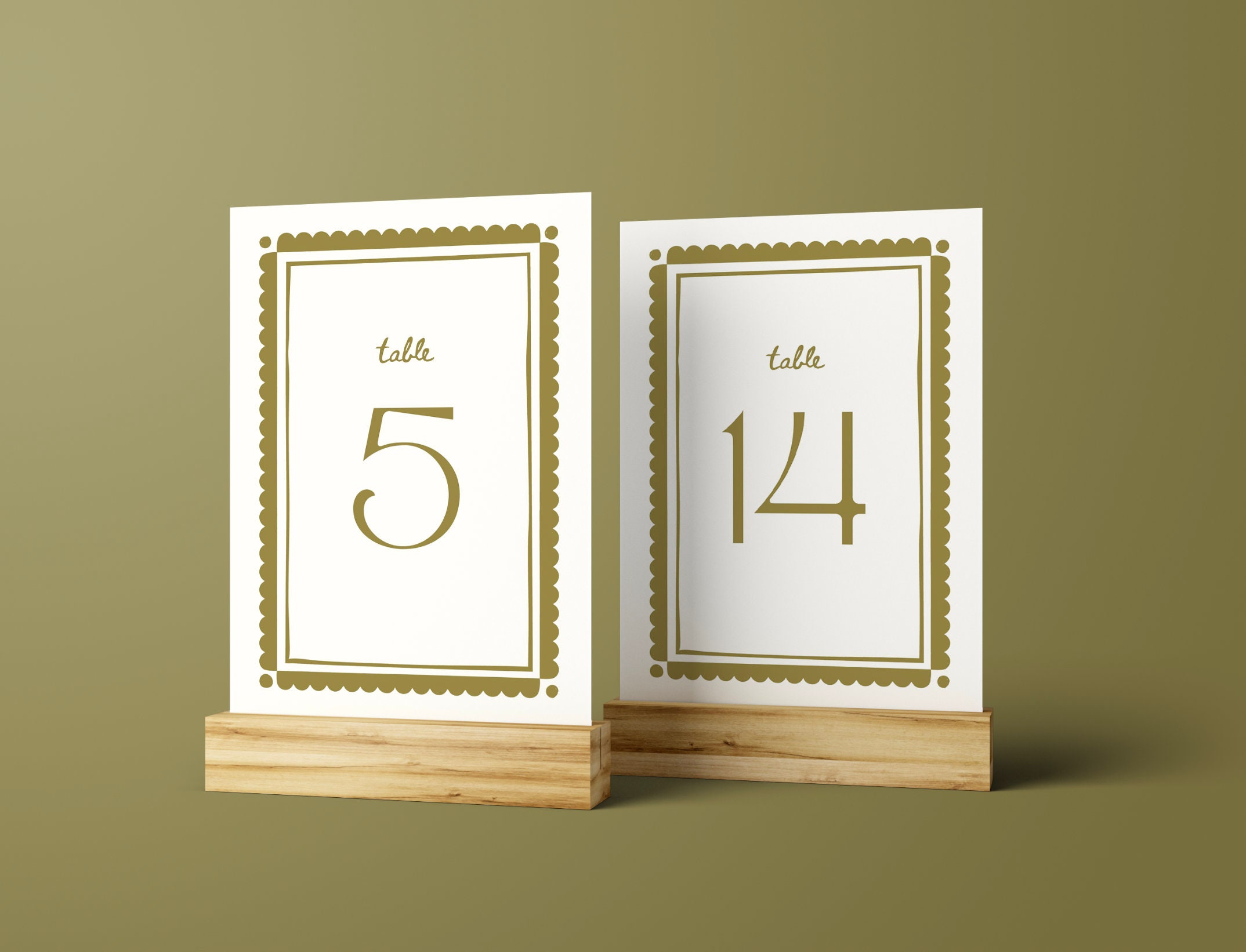 TABLE NUMBERS Reception, Simple Scallop Border, Wedding Table Number ...