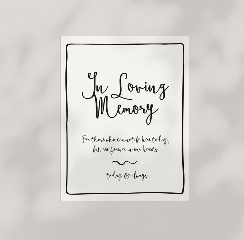 In Loving Memory Sign: Simple Line Border, Editable Wedding Reception ...