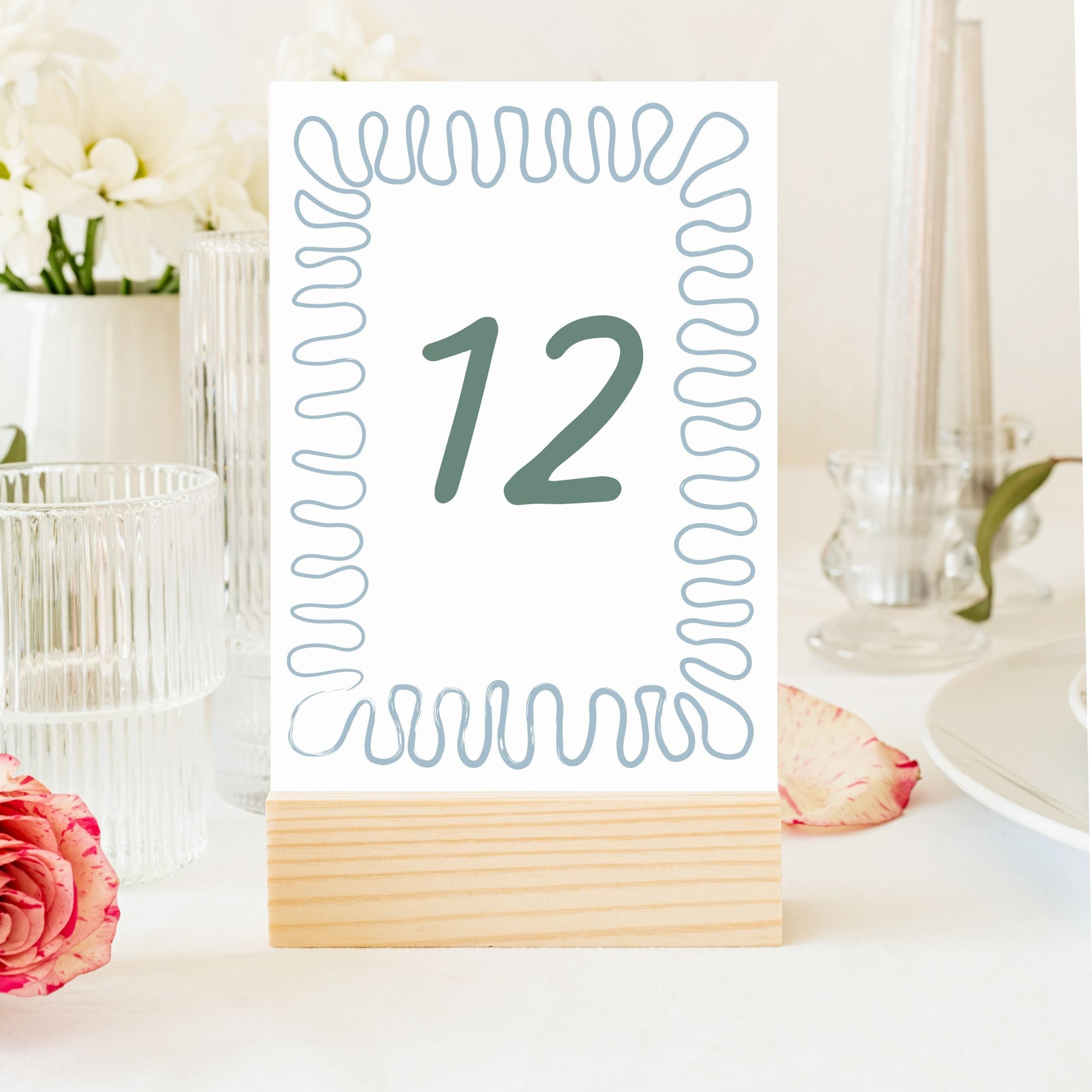 Reception Table Numbers Big Wavy Border Wedding Table - Etsy