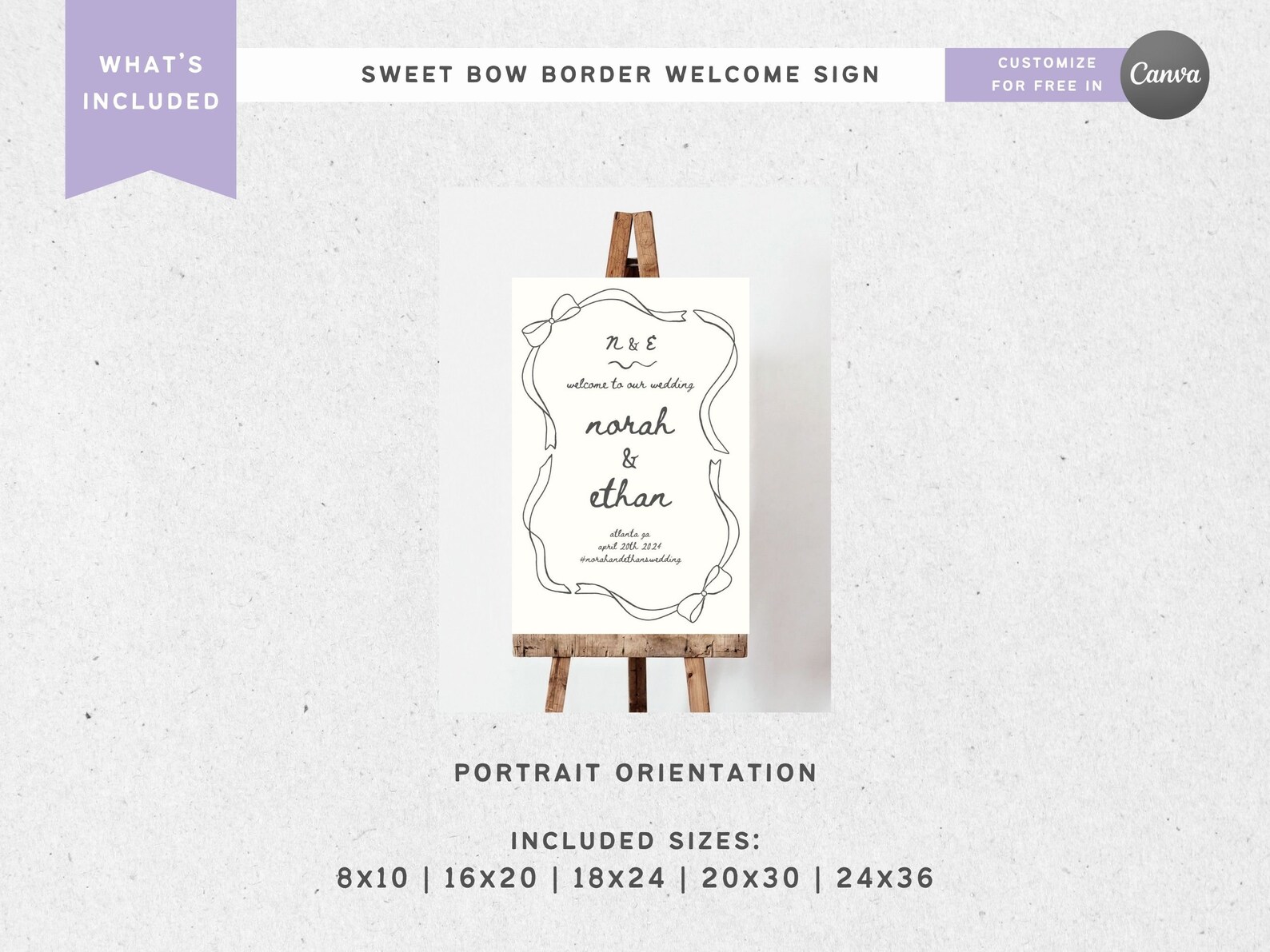 Welcome Party Sign - Wavy Ribbon Bow Template, DIY Birthday Party Board ...