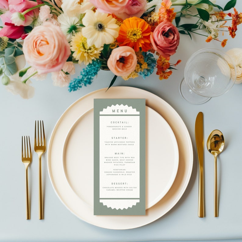 RECEPTION MENUS, Bar Drinks Menu, Retro Pacifica Wes Anderson Inspired ...