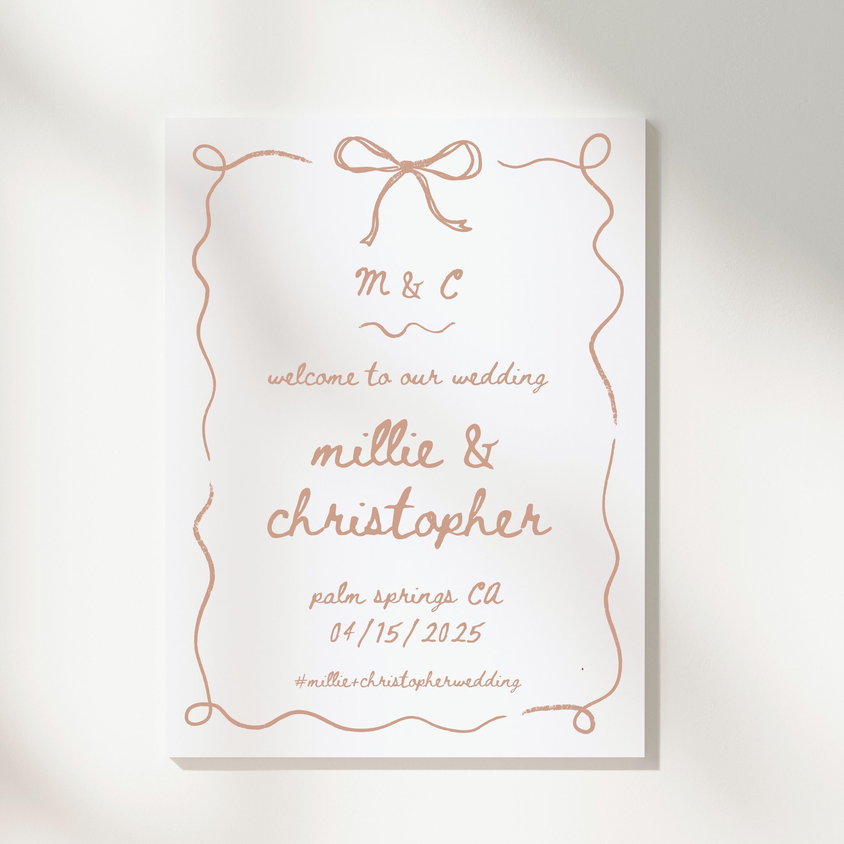 Welcome Party Sign - Sweet Ribbon Bow Template, DIY Birthday Party ...